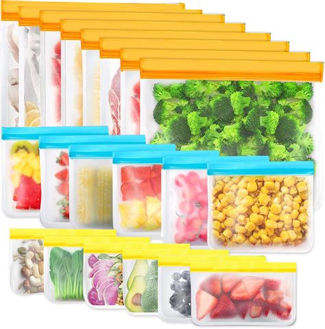 Ideatech Reusable 20 Pack Freezer Silicone Bags Extra Large Food