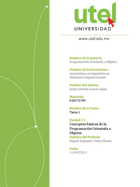 Actividad 2 Poo Descargar Gratis Pdf Objeto Informática Programación De Computadoras