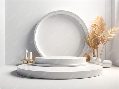 Premium Ai Image Dimensional Elegance 3d Render Abstract Mockup Scene With Podium