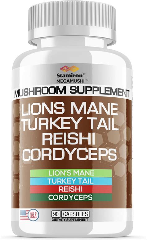 Stamiron Lions Mane Supplement Turkey Tail Mushroom