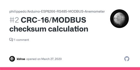 Crc 16modbus Checksum Calculation · Issue 2 · Philippedcarduino