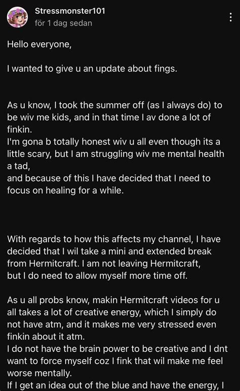 Hermitcraft Message From Stressmonster