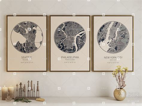 【城市地图艺术挂画3d模型】 现代vr有灯光有贴图max2016城市地图艺术挂画3d模型下载 Id1273168 免费3dmax模型库 青模3d模型网