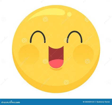 Cheerful Emoticon Cartoon Face Smiling Mocking Grin On Face Vector Illustration