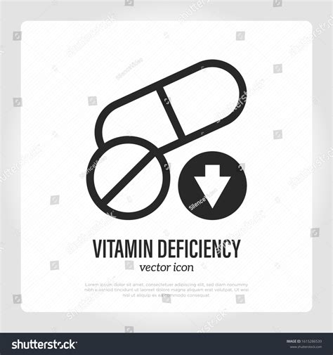 Vitamin Deficiency Thin Line Icon Pill Stock Vector Royalty Free