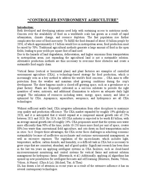 Controlled Environment Agriculture Pdf