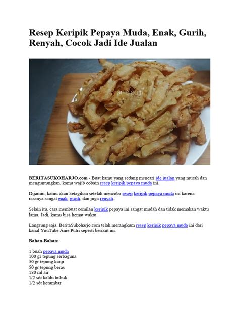 Resep Keripik Pepaya Muda Pdf