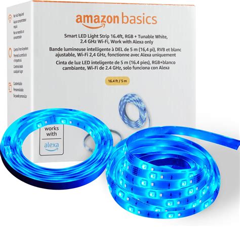 amazon basics smart led light strip 16 4 feet rgb tunable white works with