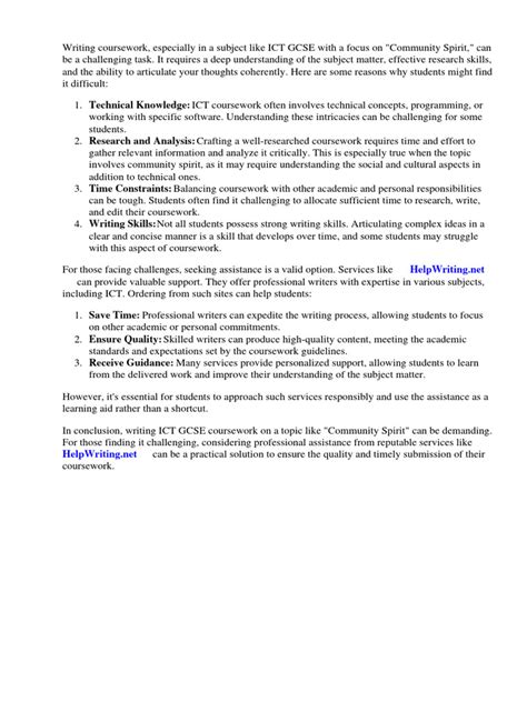 Ict Gcse Coursework Community Spirit Pdf Educational Technology Cookie