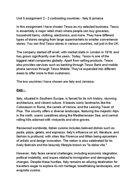 Unit 5 Assignment 2 Sub Unit 5 Assignment 2 2 Contrasting Countries