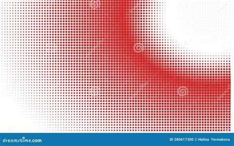 Halftone Monochrome Pattern With Squares Shades Of Red Minimalism Vector Red Dots On White