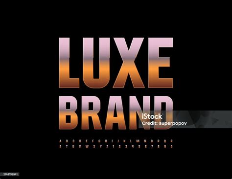 벡터 엘리트 로고 타입 Luxe 브랜드 반사 황금 알파벳 문자와 숫자 세트 광고에 대한 스톡 벡터 아트 및 기타 이미지 광고