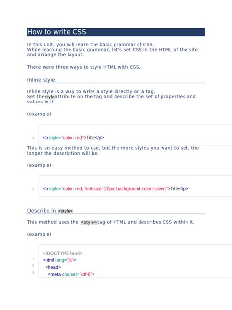How To Write Css Pdf