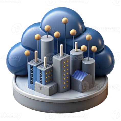 3d Illustration Cloud Computing Industrial Cityscape Abstract Background 55720734 Png