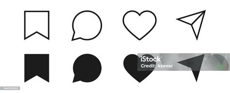 인터페이스 아이콘을 설정합니다 좋아요 댓글 공유 및 아이콘 벡터 저장 누름 버튼에 대한 스톡 벡터 아트 및 기타 이미지 누름 버튼 단일 이미지 대화 풍선 문자 기호
