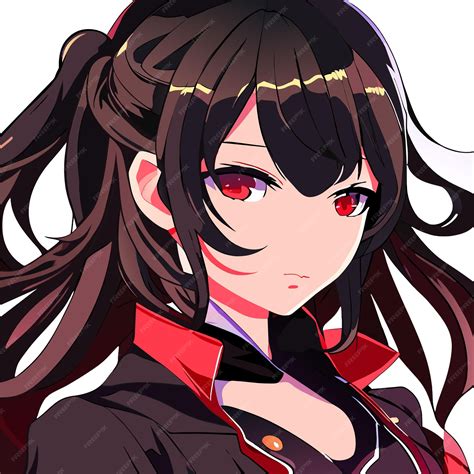 Premium Vector Sad Beautiful Anime Girl With Brown Hair And Red Eyes