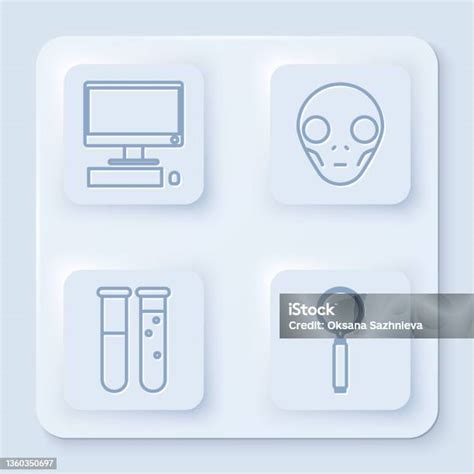 Réglez La Ligne Moniteur Dordinateur Avec Clavier Et Souris Visage Extraterrestre Extraterrestre
