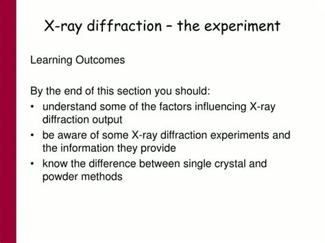 PPT X Ray Diffraction The Experiment PowerPoint Presentation Free Download ID 1708465