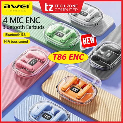 Awei T86 Enc Jelly Bean Tws Bluetooth V5 3 Wireless Earbuds Sport With