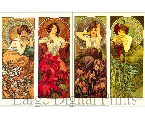 Alphonse Mucha Art Nouveau Mega Bundle Precious Stones Stars Digital