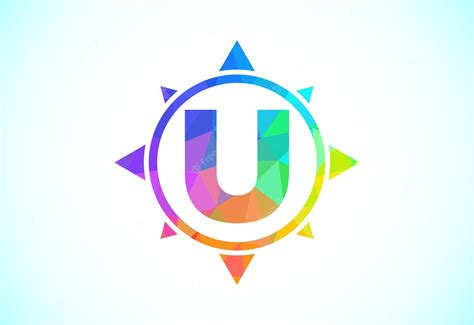 Premium Vector Polygonal Alphabet U In A Compass Low Poly Style
