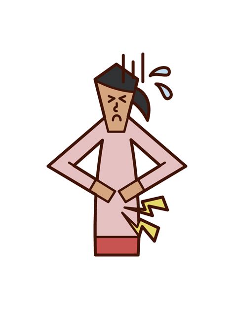 복통이나 생리통을 앓고 있는 여성의 일러스트 무료 일러스트 소재집 Kukukeke