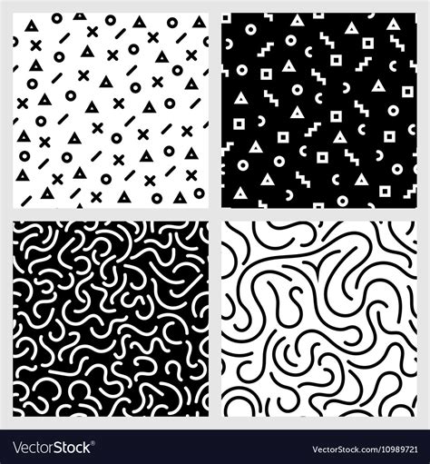Monochrome Seamless Patterns Set Royalty Free Vector Image