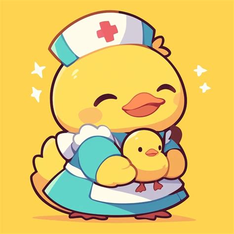 Premium Vector A Warm Duck Nurse Cartoon Style