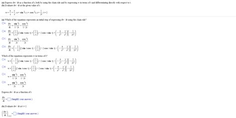 solved a express dw dt as a function oft both by using