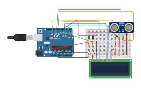 Circuit Design Ultrasonic Sensor Tinkercad
