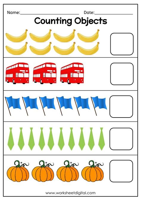 Counting Objects To 20 Number 1 To 20 Kindergarten Worksheet Preschool Homeschool Homework