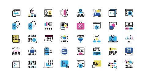 Software Development Line Icons Program Coding Application