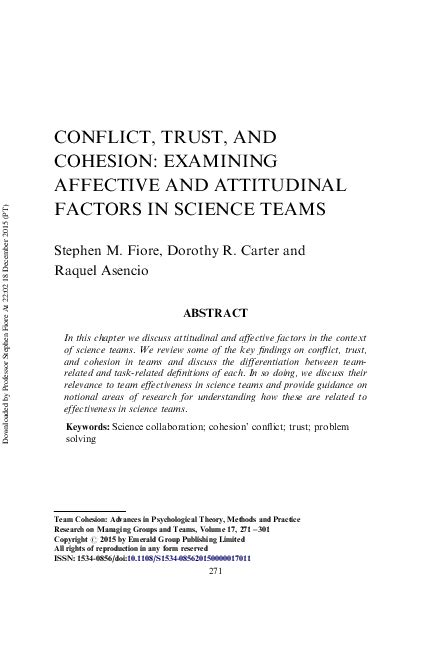 Pdf Conflict Trust And Cohesion Examining Affective And
