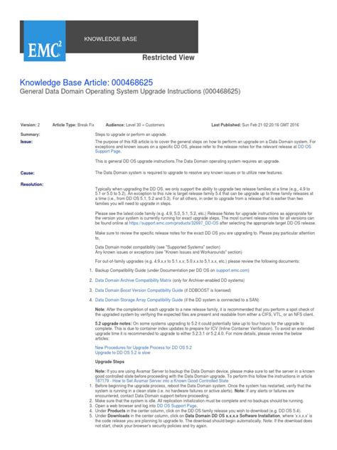 General Data Domain Operating System Upgrade Instructions Pdf
