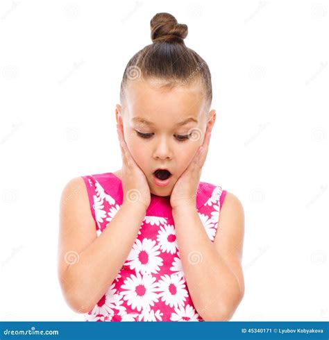 Cute Girl Is Holding Her Face In Astonishment Stock Image Image Of
