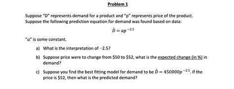 Solved Suppose D Represents Demand For A Product And P Chegg Com
