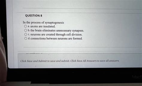 Solved In The Process Of Synaptogenesis A Axons Are