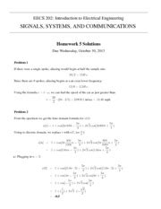 EECS F HW Sol EECS Introduction To Electrical Engineering SIGNALS SYSTEMS AND