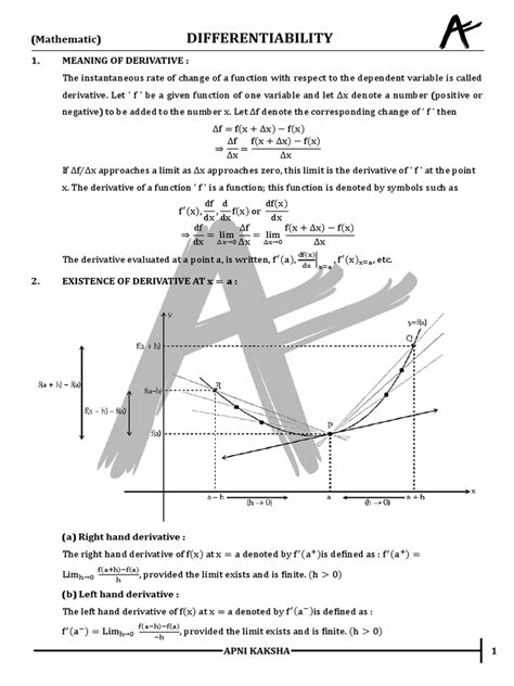Sheet 01 Differentiability Pdf Derivative Function Mathematics