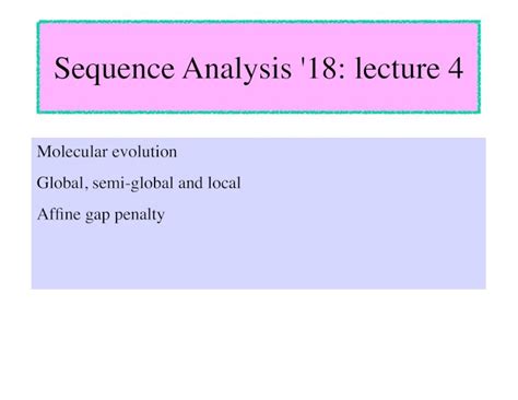 Pdf Sequence Analysis 18 Lecture 4sequence Analysis 18 Lecture 4