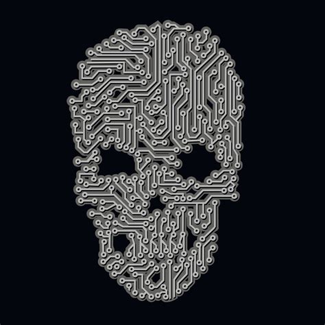 Microchips Skull Grunge Vintage Design T Shirts 25895840 Vector Art At