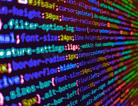 Software Background Technology Code On Dark Background Writing Program Code On Computer Stock