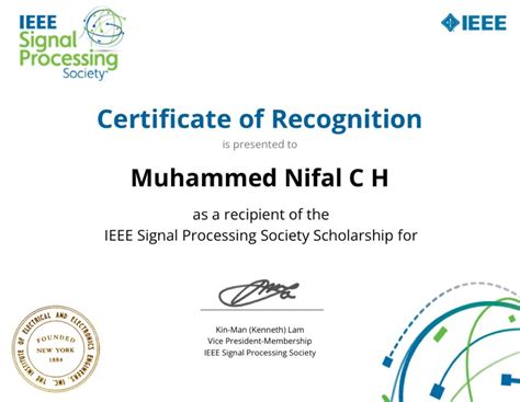 Muhammed Nifal C H On Linkedin Ieee Spsscholarship Gratitude