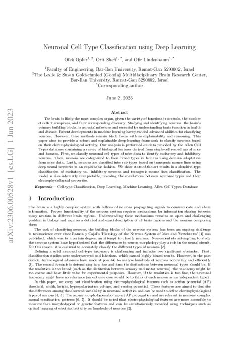 Pdf Explainable Deep Learning For Neuron Classification