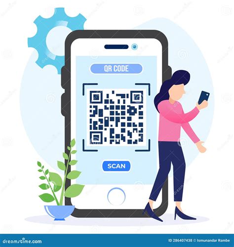 Illustration Vector Graphic Cartoon Character Of Qr Code Scanning Stock Vector Illustration Of