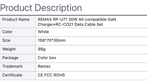 Remax Rp U71 30w Gan All Compatible Charger Data Cable Fast Charging Adapter Charging Laptop