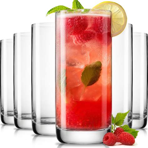 Joyjolt Faye 13oz Highball Glasses 6pc Tall Glass Sets