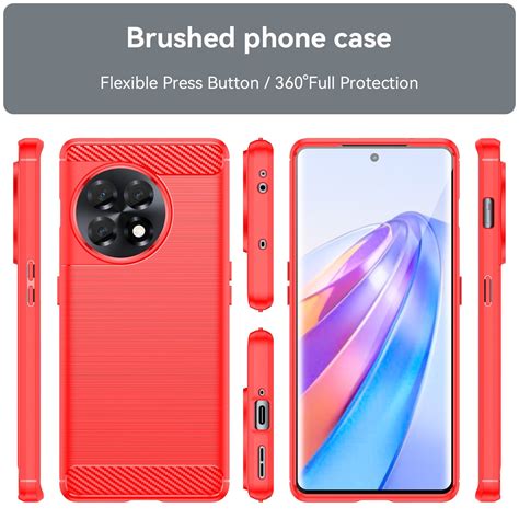 For Oneplus 11r 5g Brushed Texture Carbon Fiber Tpu Phone Case Red