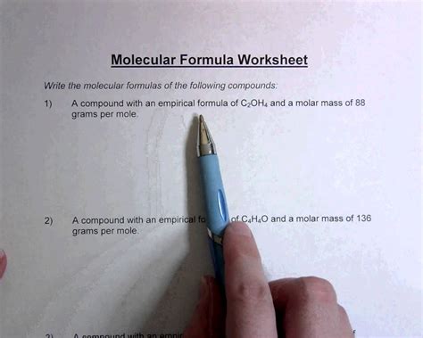 Molecular Formula Worksheets
