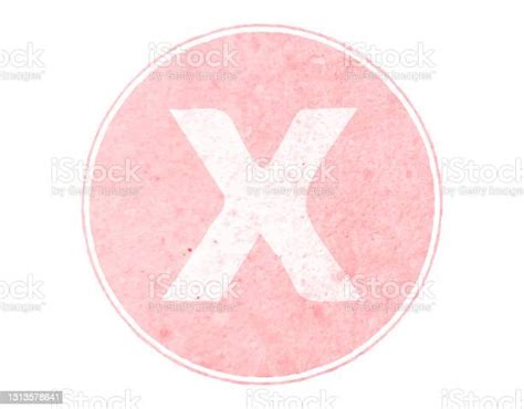 수평 부드러운 퇴색 핑크 컬러 발견 어퍼 케이스 또는 자본 알파벳 또는 문자 빅 X 는 흰색 벡터 배경 위에 테두리 또는 프레임 파스텔 라이트 복숭아 원 내부에 둘러싸여